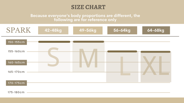 Model Size & Size Chart – SPARK GYM WEAR